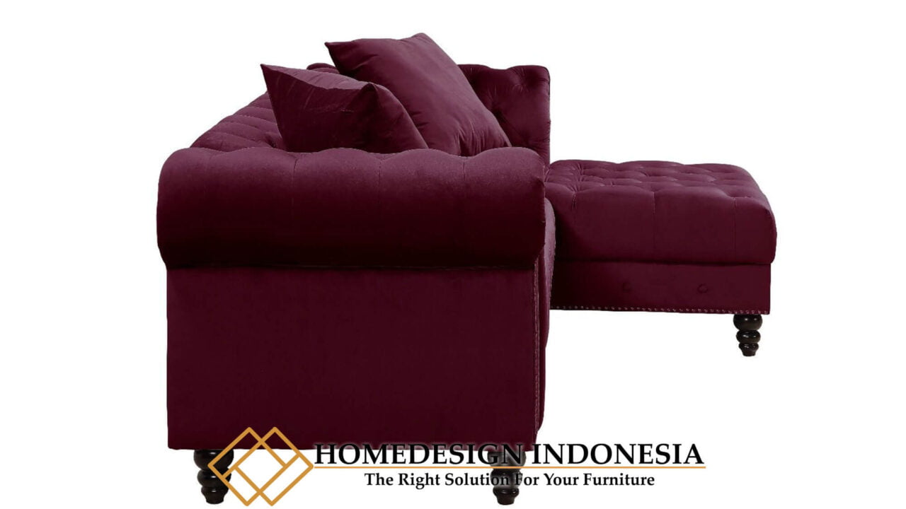 Sofa Tamu Sudut Minimalis Red Maroon Fabric Softly HD-0007