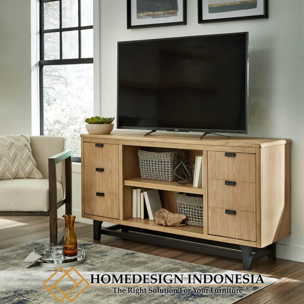 Bufet TV Jati Minimalis Natural Waterbase Color HD-0148