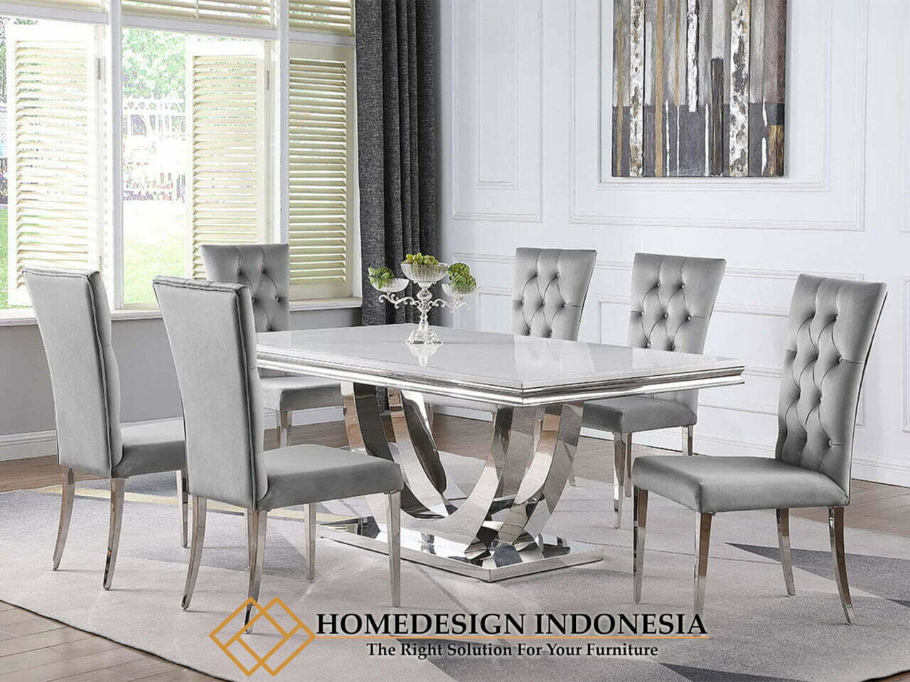 Meja Makan Stainless Minimalis Modern Luxury Style HD-0258