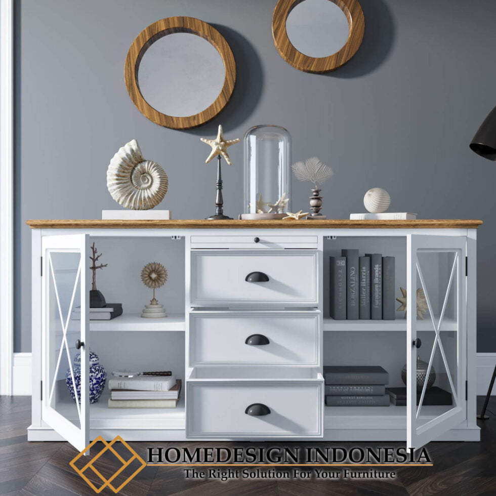 Meja Konsol Minimalis Putih Desain Model Drawer HD-0459