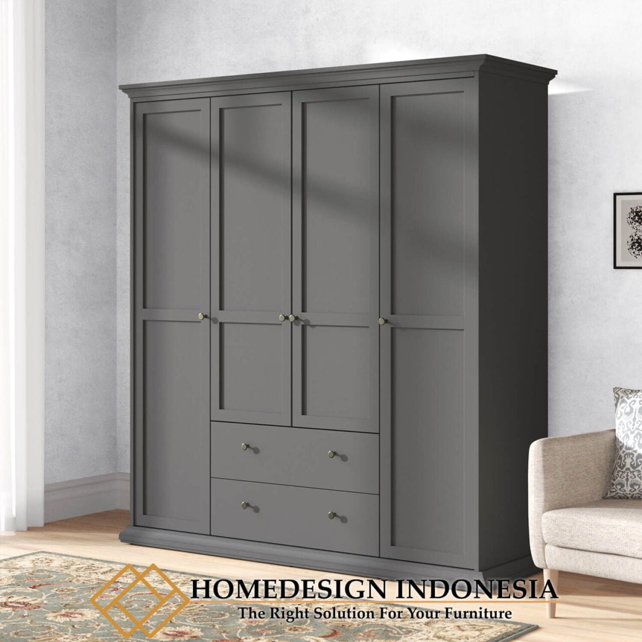 Lemari Pakaian Minimalis Jepara Simple Model Style HD-0606