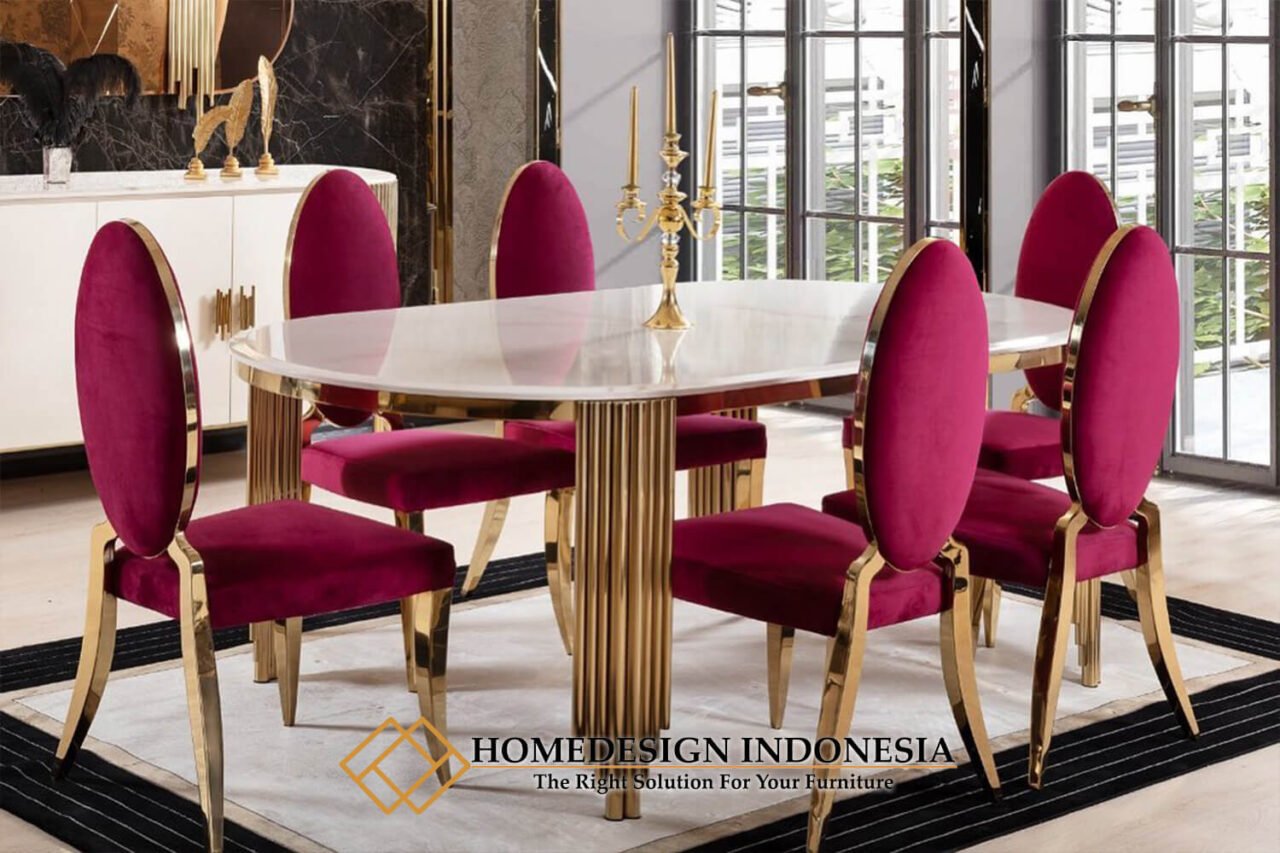 Meja Makan Mewah Modern Minimalis Stainless Luxury HD-0911