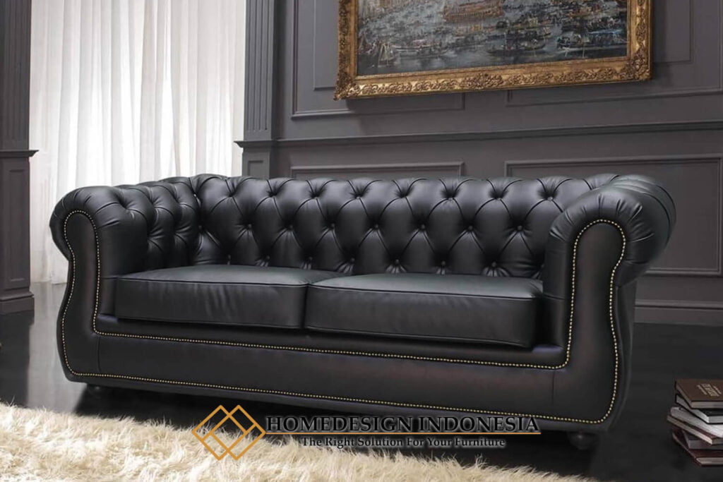 Sofa Minimalis Modern Elegant Leather Black Color HD-0901