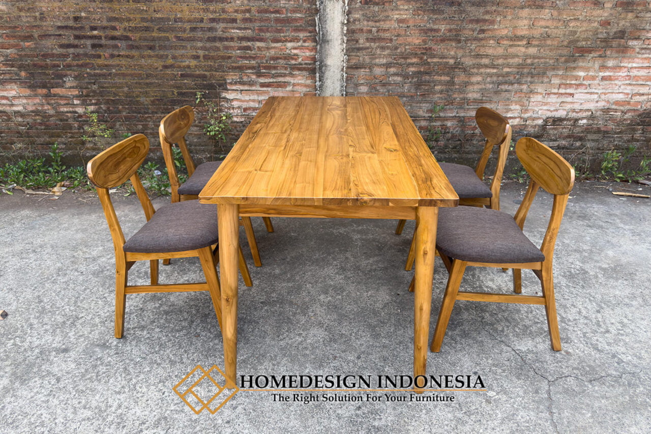 Desain Meja Makan Minimalis Jati Natural Glossy Salak HD-02