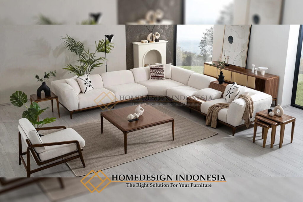 Set Sofa Sudut Minimalis Natural Elegant Living Room HD-243