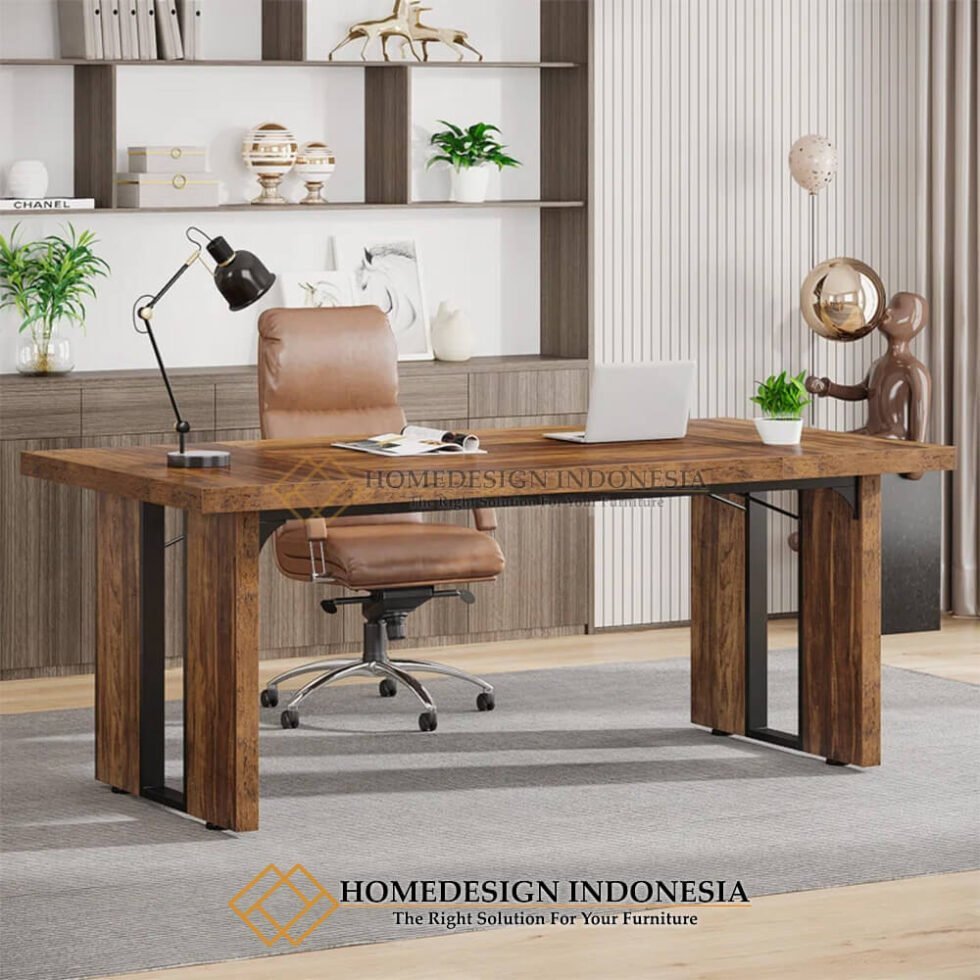 Meja Kantor Kayu Jati Klasik Natural Solid Wood HD-786