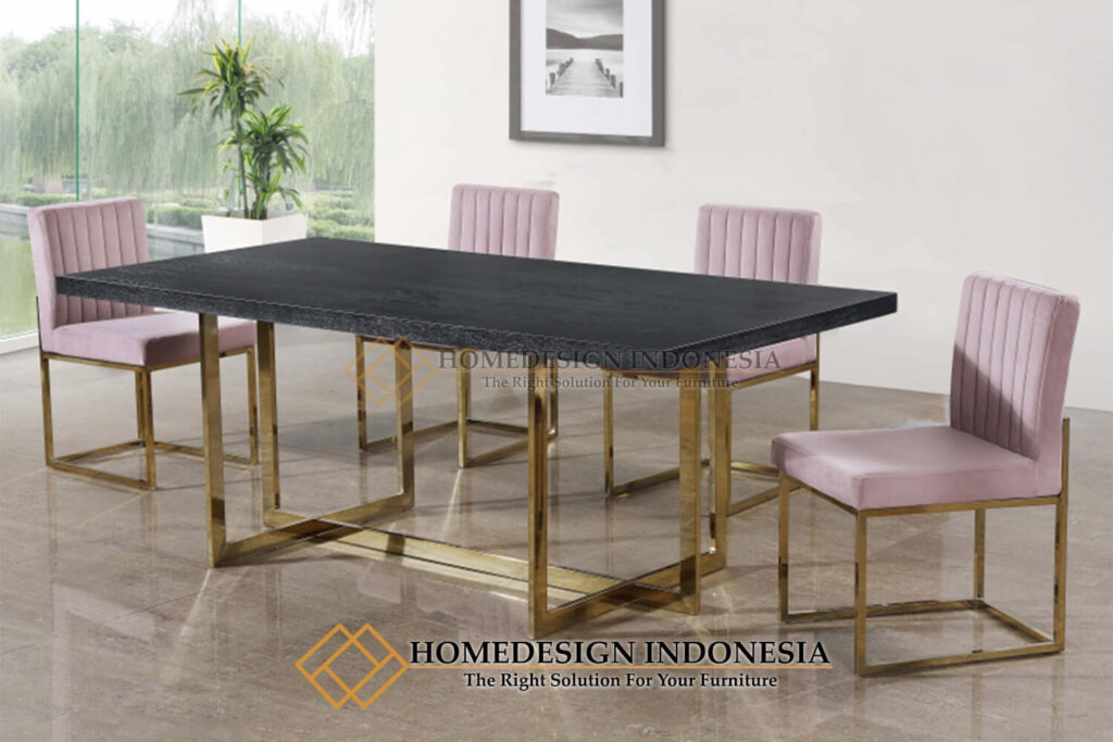 Meja Makan Minimalis Jepara Stainless Steel Design HD-1178