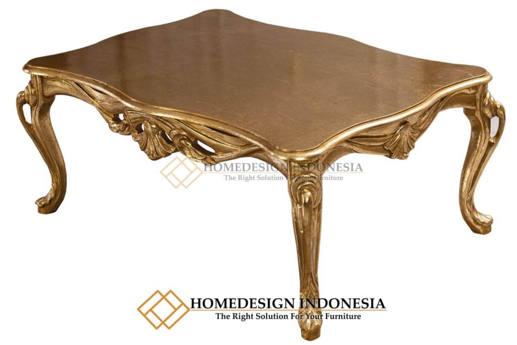 Meja Tamu Mewah Emas Ukiran Jepara Best Seller HD-1209