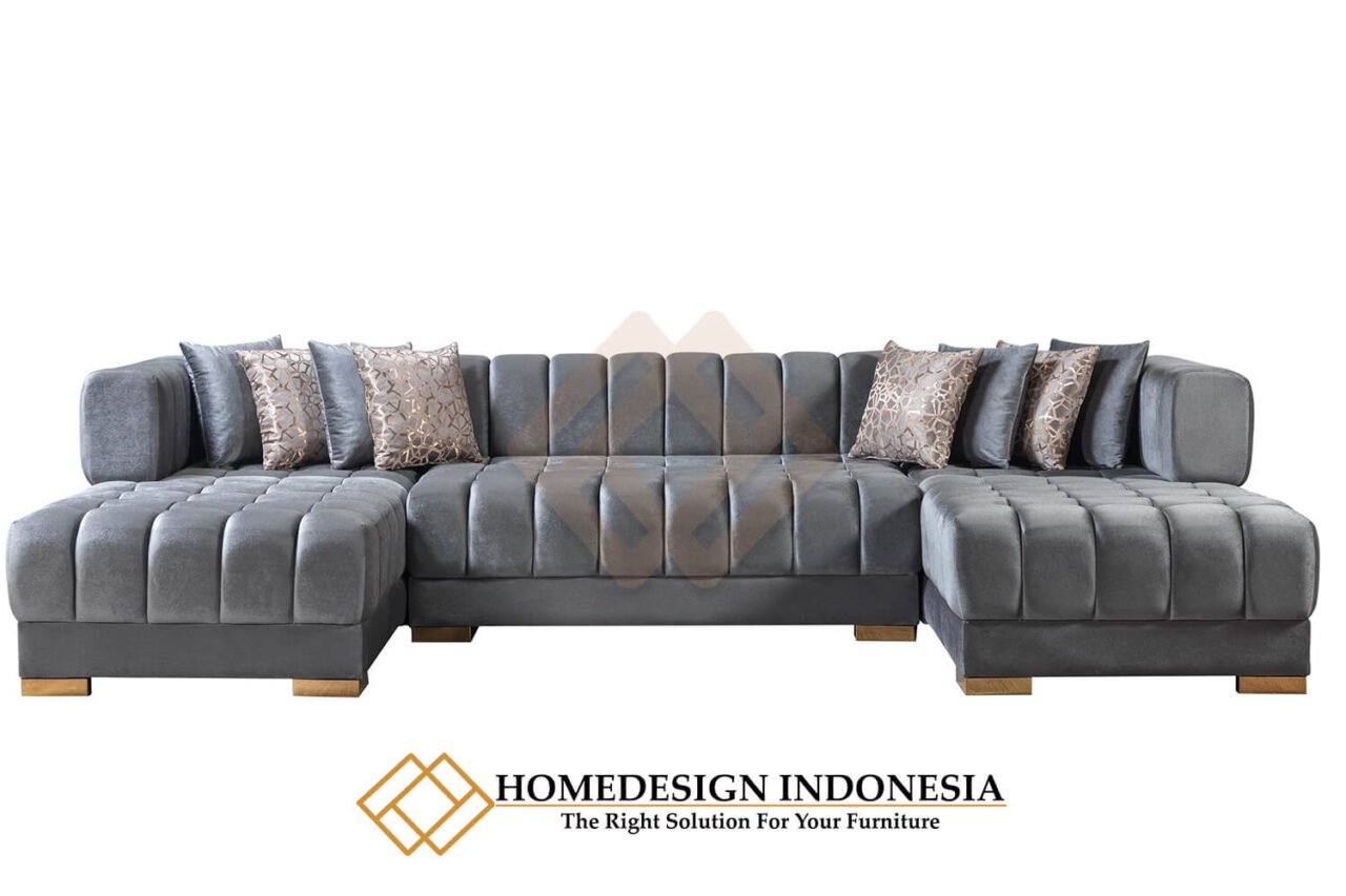 Sofa Tamu Sudut Minimalis Modern Corvia Luxury Bludru 1352