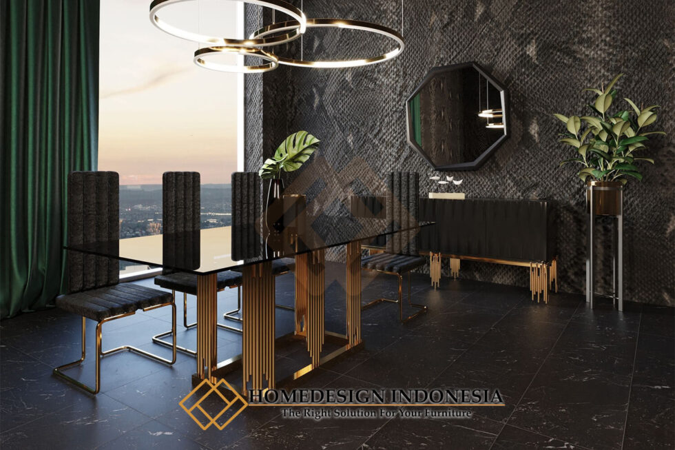 Meja Makan Minimalis Stainless Gold Candy Luxury Color 1419