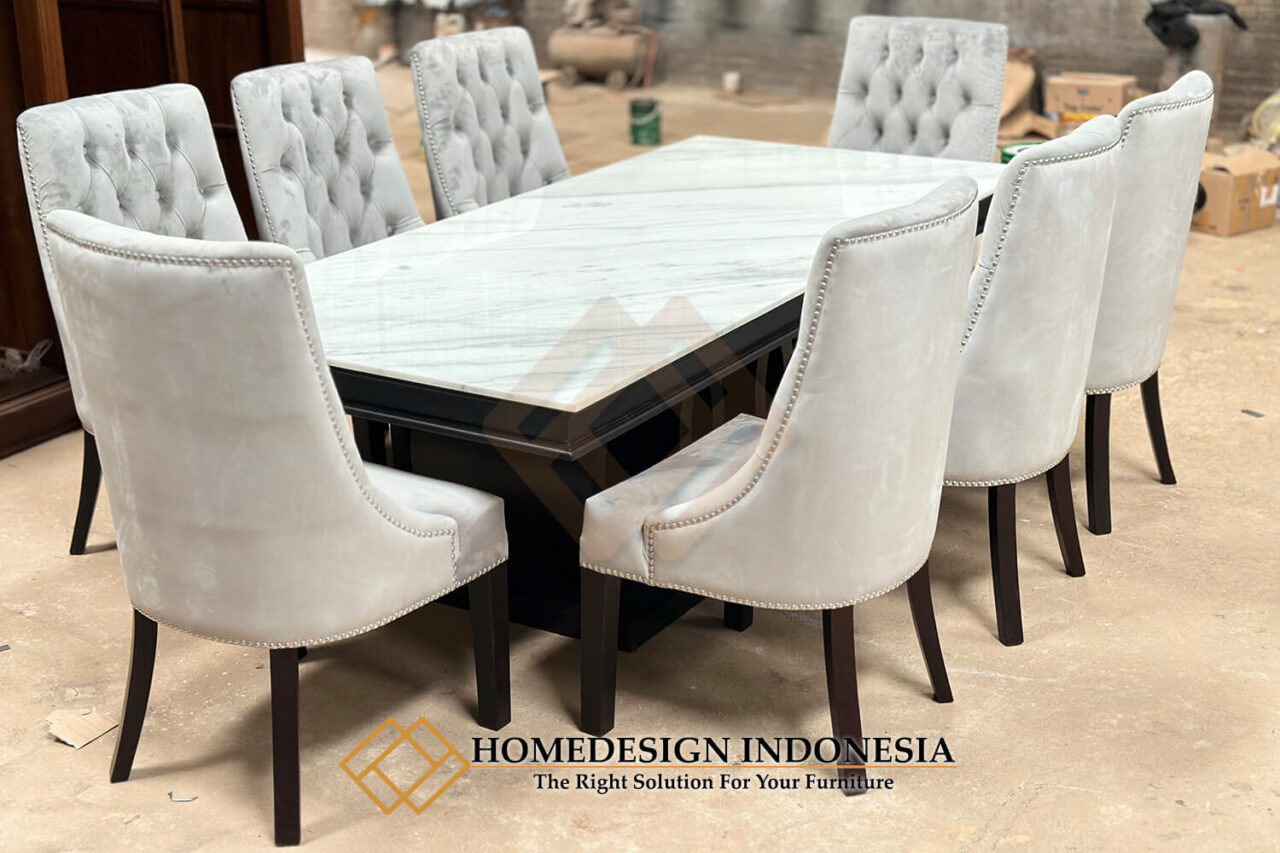 Meja Makan Minimalis Modern Top Marmer Solid Duco Color 1547