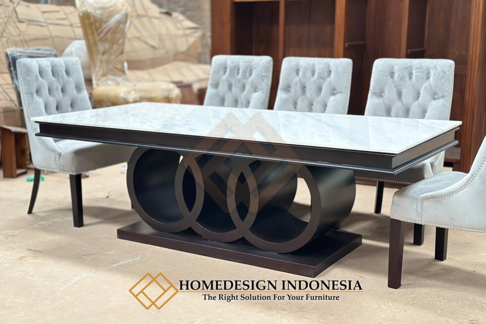 Meja Makan Minimalis Modern Top Marmer Solid Duco Color 1547